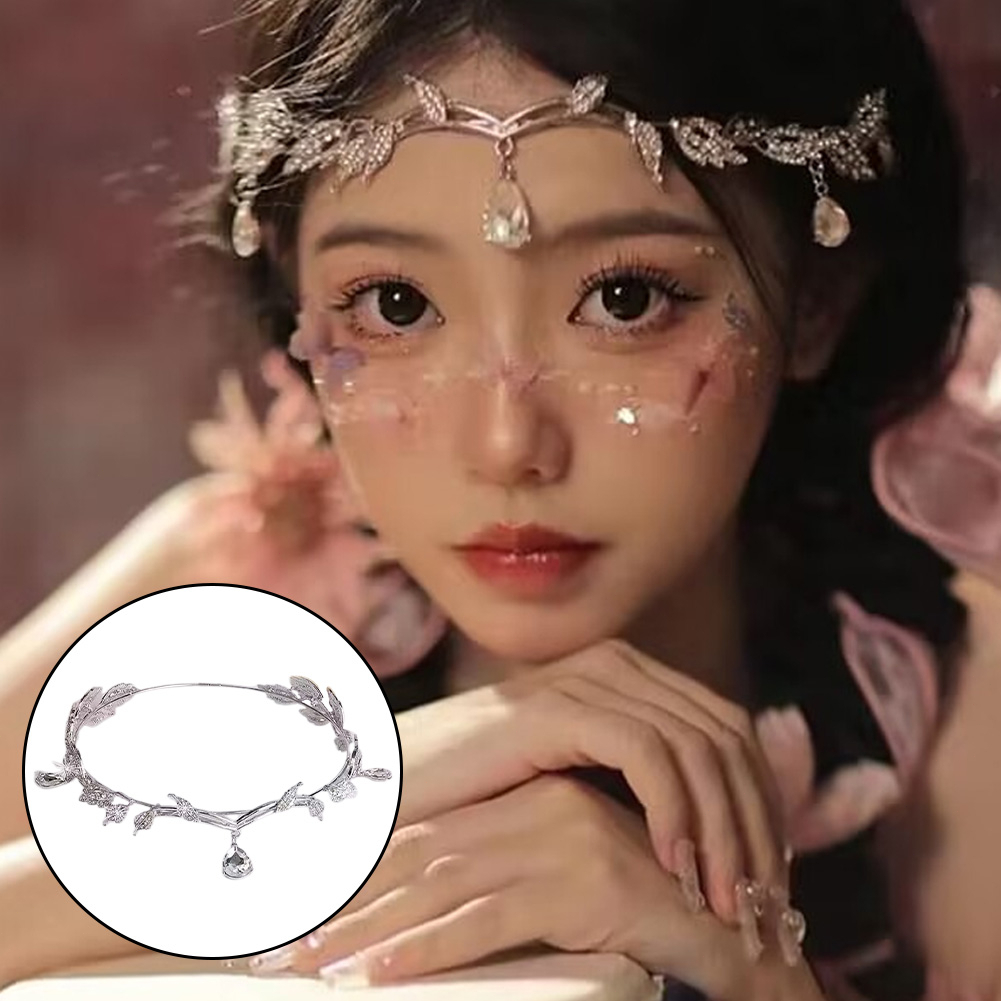 Elf Princess Crown Crystal Forehead Jewelry Wedding Party Headdress ...