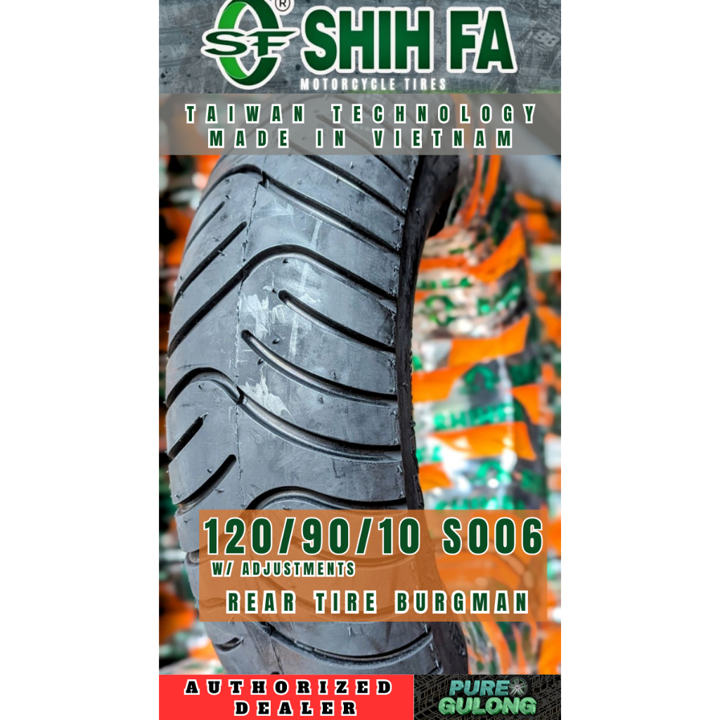 SHIHFA 120/90-10 BURGMAN REPLACEMENT TUBELESS TIRES FREE PITO SEALANT ...