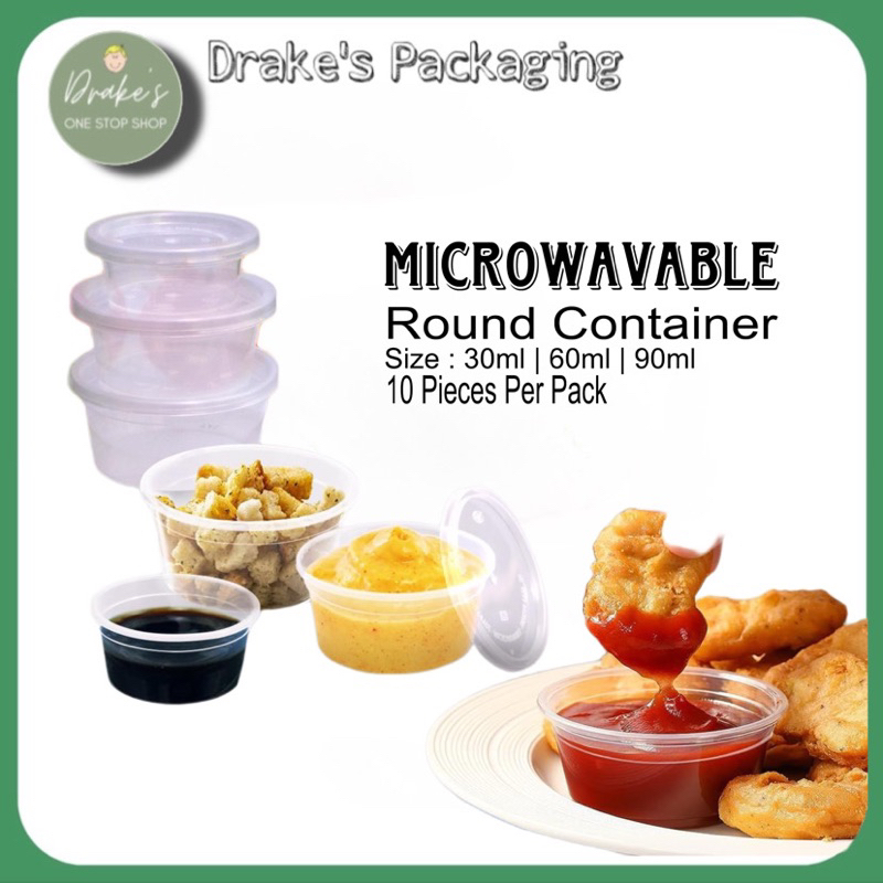 Round Microwavable container Sauce cup 30ml | 60ml | 90ml By Drakes ...