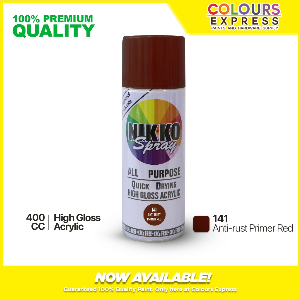 Nikko Spray Paint 141 Anti Rust Primer Red All Purpose Quick Drying ...