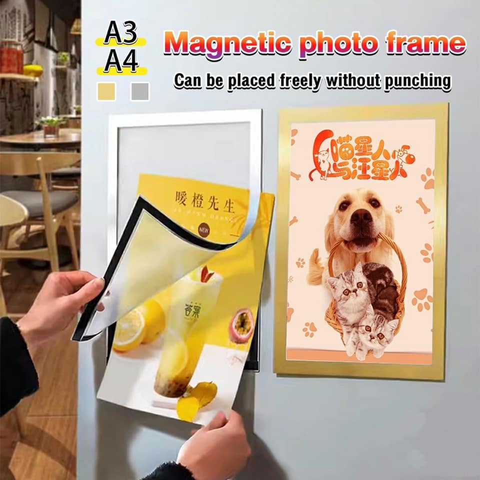 A4 A3 PVC Magnetic Document Sign Holder Self-Adhesive Magnetic Sign Holder Wall sticker Display ...
