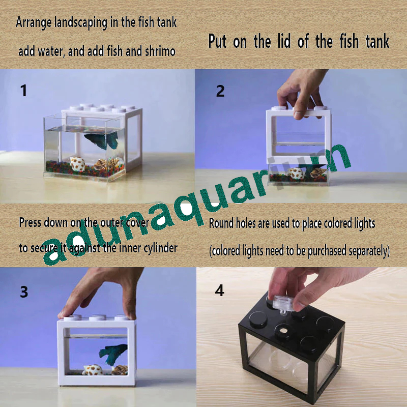 Small Aquarium Block Tank Betta Guppy Fish Tank Building Block Fish ...