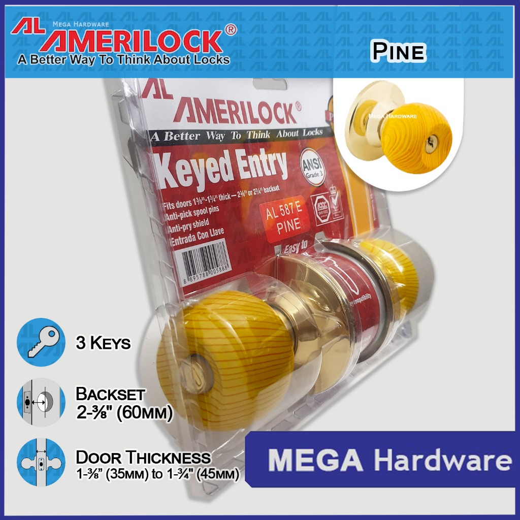 AMERILOCK Door Knob Keyed Entry Decorative Lockset (3 keys) | Shopee ...