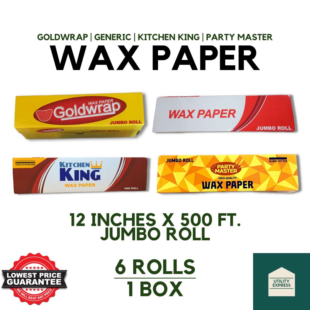 [1 Box] Wax Paper Jumbo Roll (12" x 500 Ft.) Goldwrap / Kitchen King ...