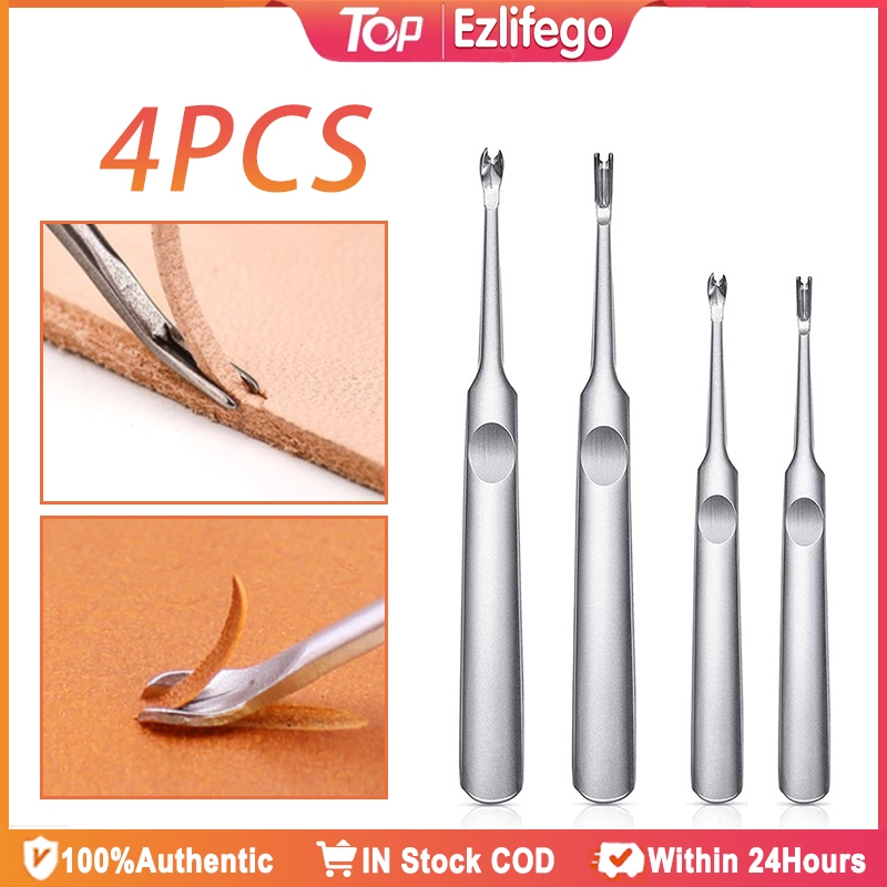 4Pcs Leather Grooving Tool U V Shaped Stitching Groover DIY Craft Tool ...