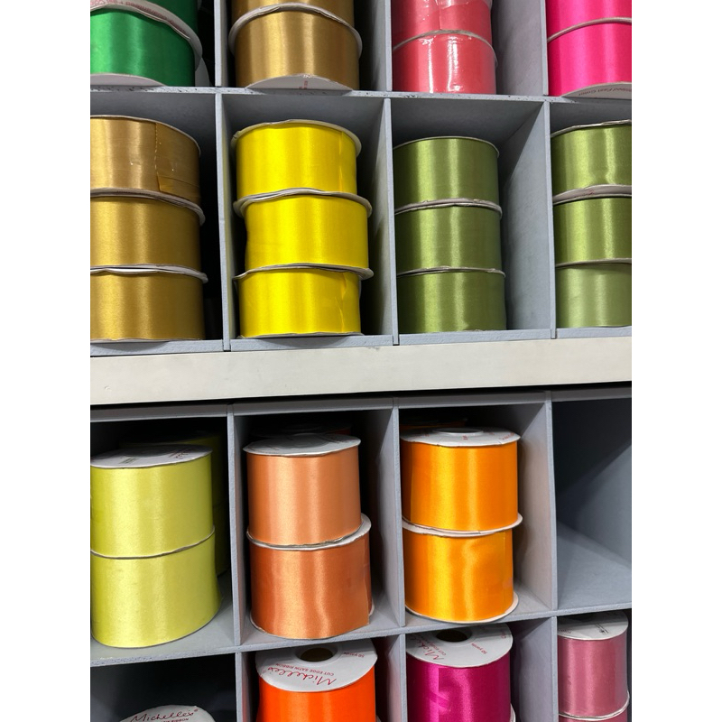 70mm Satin Cut edge Ribbon 50y floral arrangement dedication ribbons ...