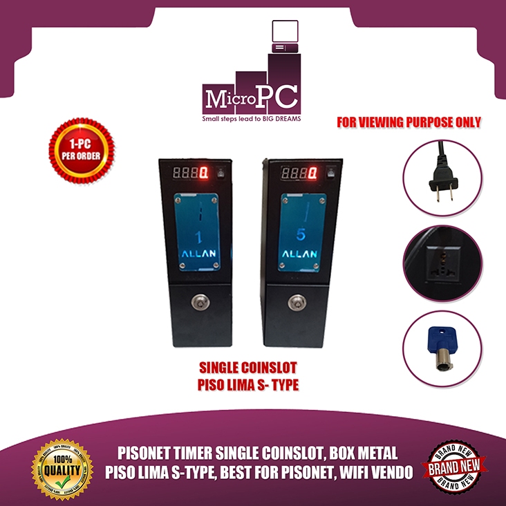 MICRO PC PISONET TIMER SINGLE COINSLOT, BOX METAL PISO LIMA S-TYPE ...