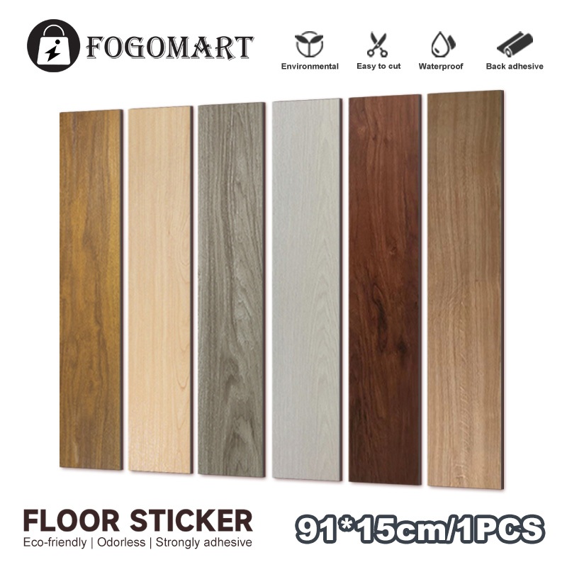 Floor Stickers thick Wooden Design 91X15 cm Vinyl Adhesive PVC Tiles ...