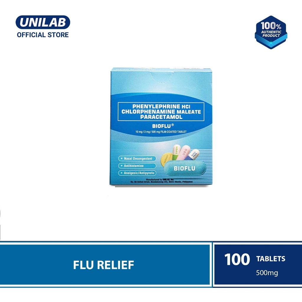 Unilab Bioflu 100 Tablets - Relief of Flu and other symptoms like Fever ...