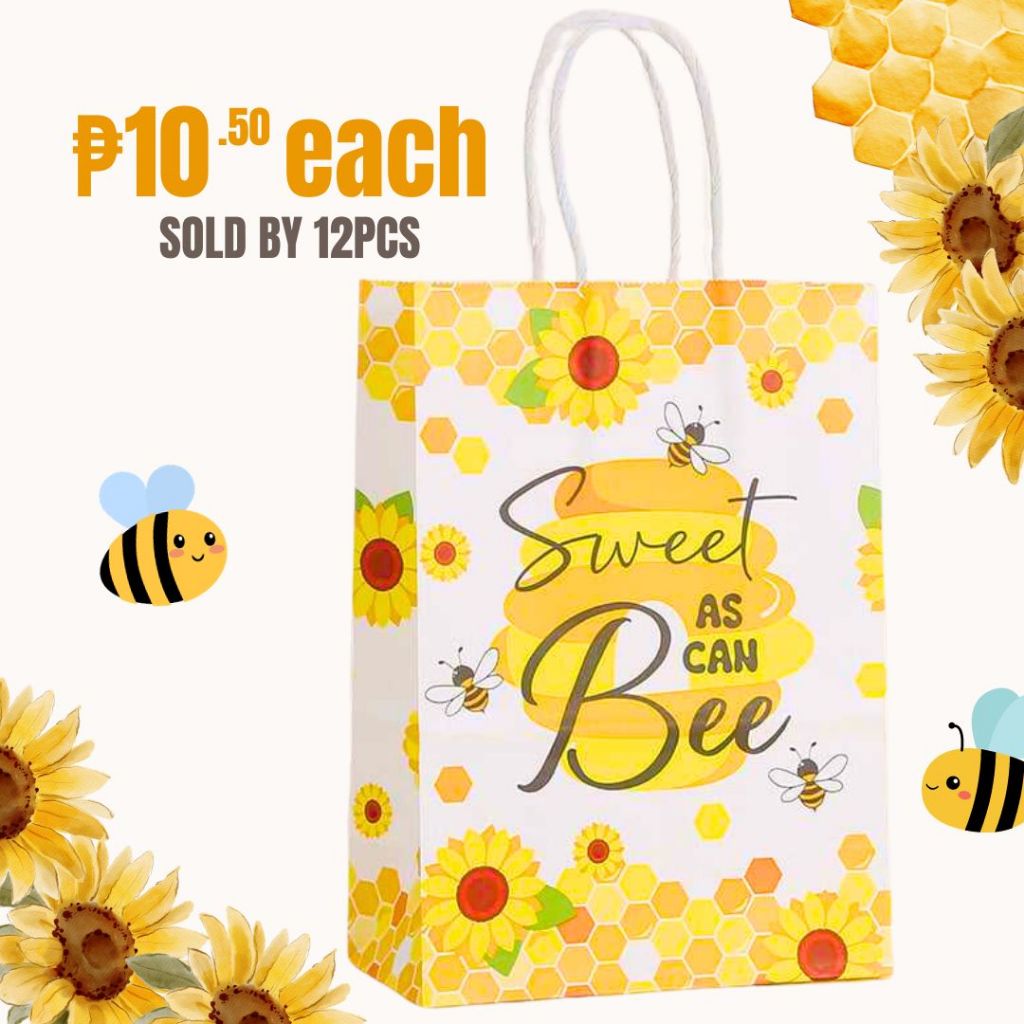 FP1932 (12PCS) HANDLE Sweet as Can Bee Gift Paper Loot Bag Party ...