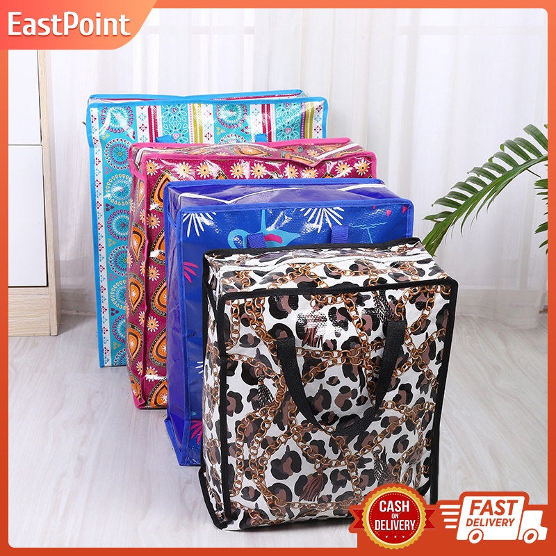 Woven Eco Bag With Zipper High Capacity Storage Bag Luggage Shopping ...