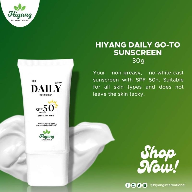 HIYANG DAILY SUNSCREEN SPF 50 pa+++ BROAD SPECTRUM | Shopee Philippines