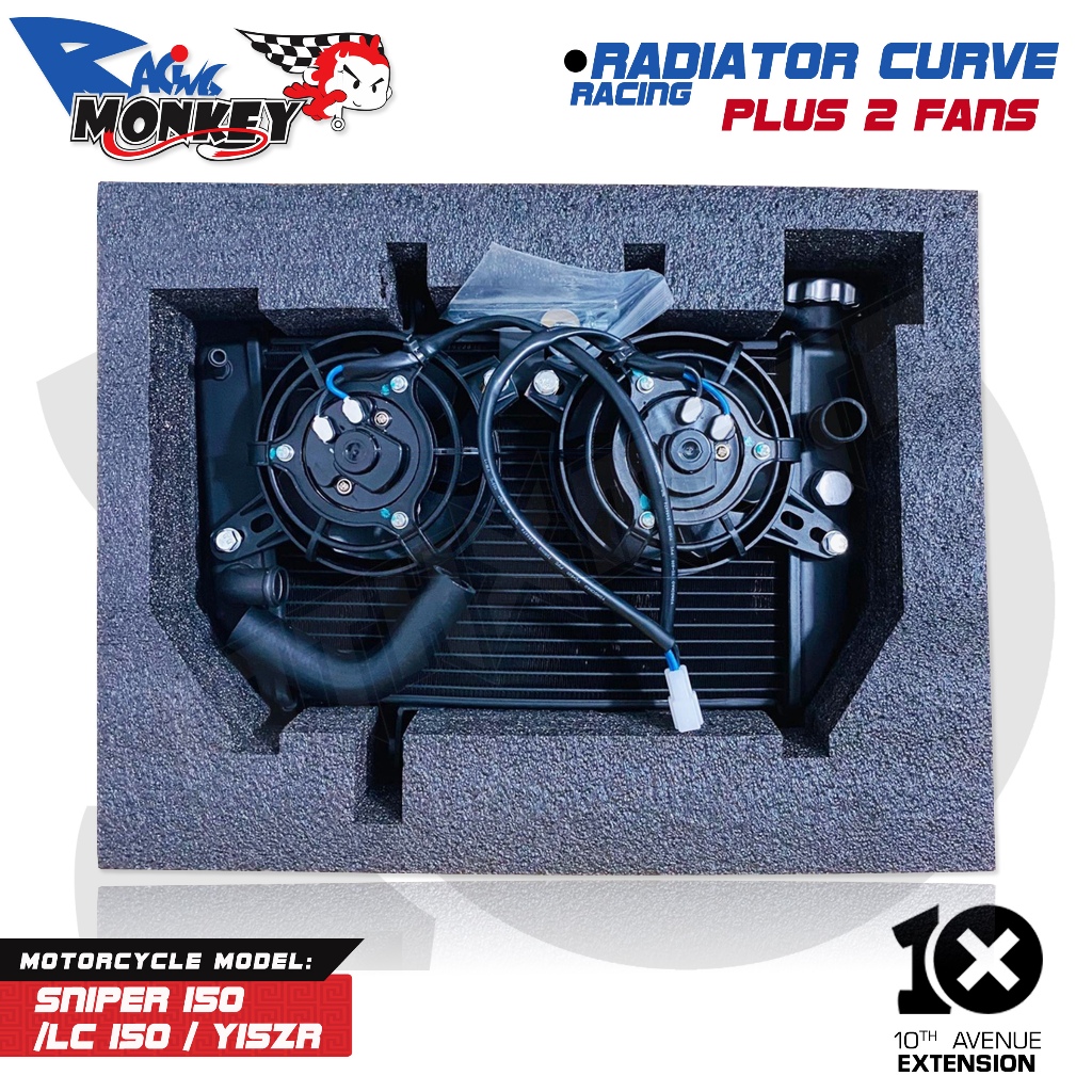 10thX Racing Monkey Racing Radiator Curve Black with 2 Fans for Sniper ...