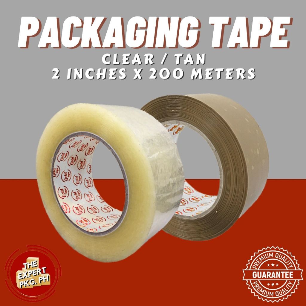 Packaging Tape 200 meters (L) Clear | Tan 2 inches (W) GoldTape ...