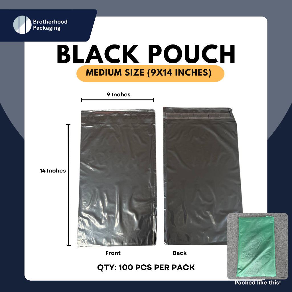 Black Pouch Medium 100pcs (9x14 in) | Shopee Philippines
