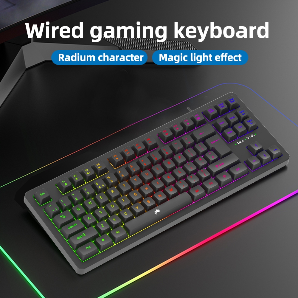 Zeus K-123 Rainbow LED 87 Keys Gaming Keyboard Multi-Media Online ...