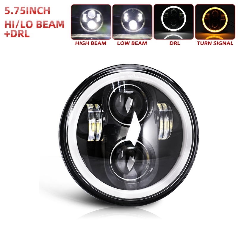 7Inch LED Headlights DRL Hi/Lo Beam 60W Halo Ring Amber Angel Eye For ...