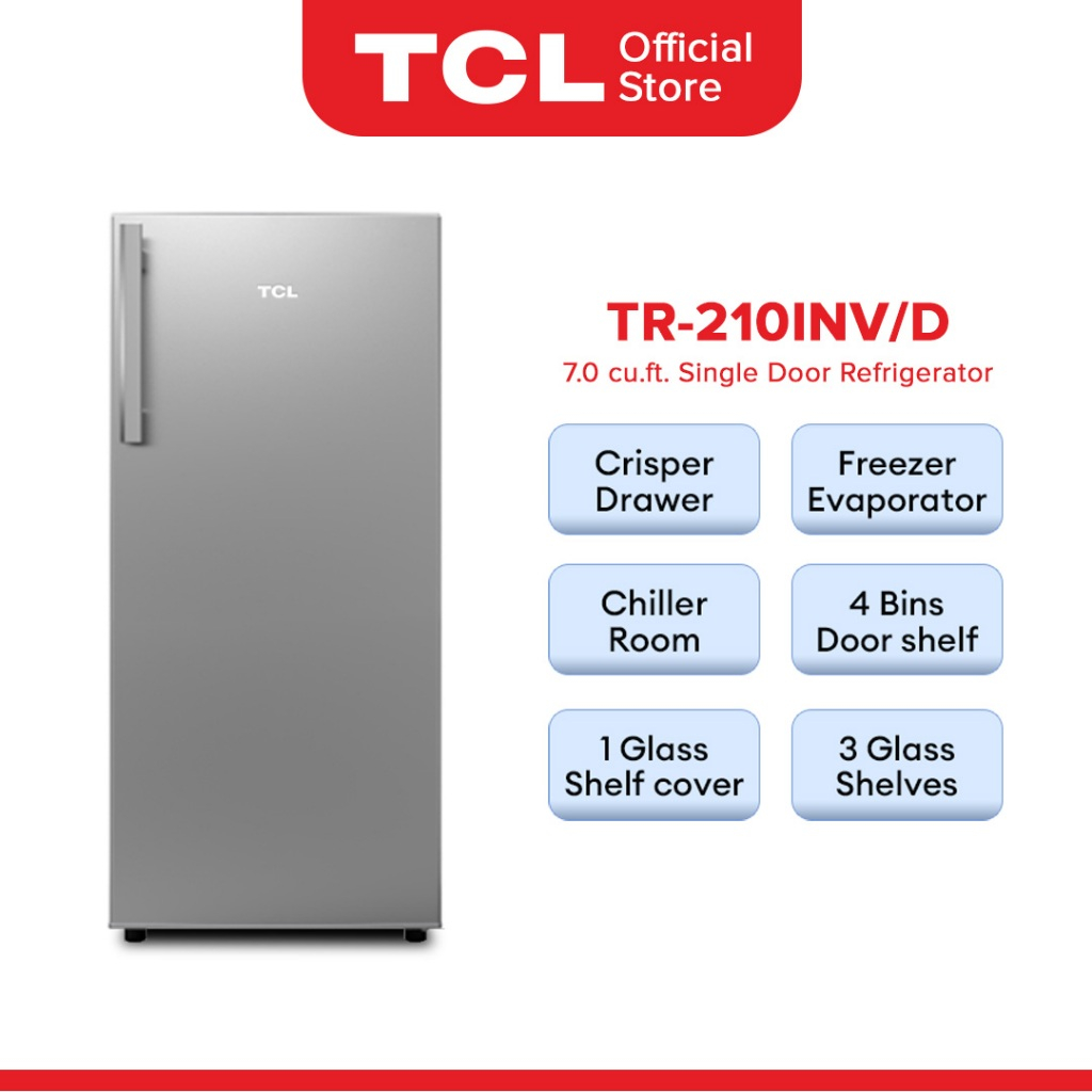 TCL 7.0 cu. ft. Single Door Inverter Refrigerator - TR-210INV/D | Shopee Philippines
