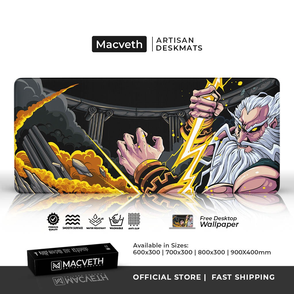 Macveth Artisan Deskmat | Greek-Myth Zeus Mousepad | Extended Large ...