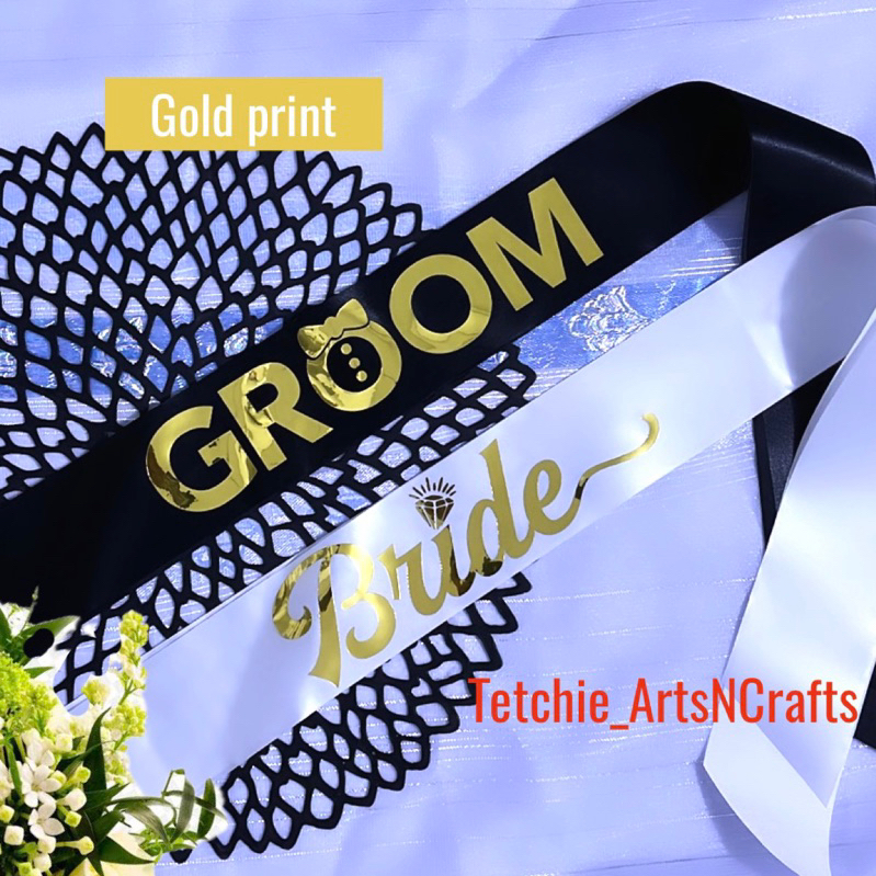 ON HAND - Gold Print- SET- Prosperity / MONEY DANCE Wedding Sash for ...
