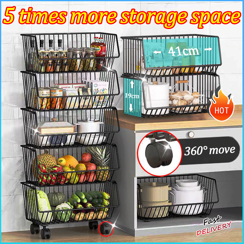 Can be assembled 2/4/5 layer Kitchen Organizer bathroom storage rack ...