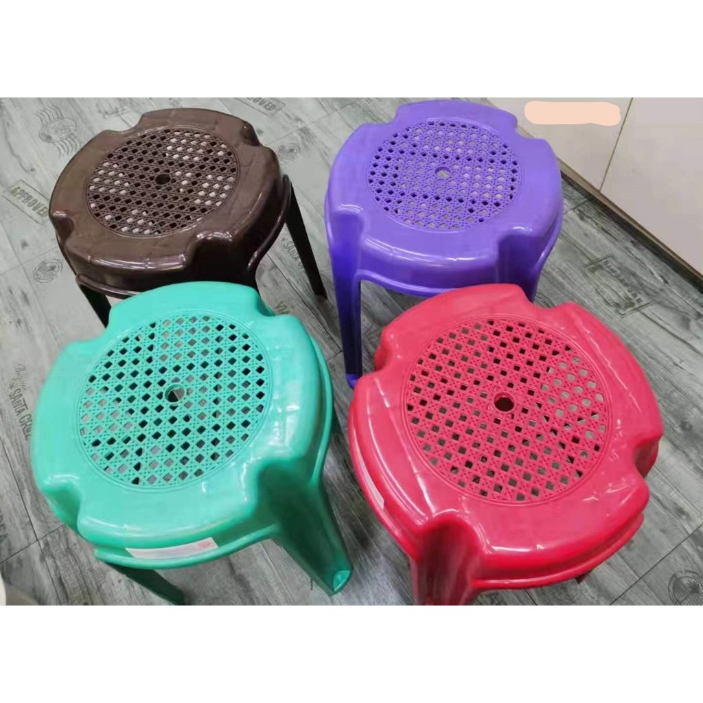 #568 Monoblock Chair Round Stool Plastic Chair Plain Black/Brown/White ...