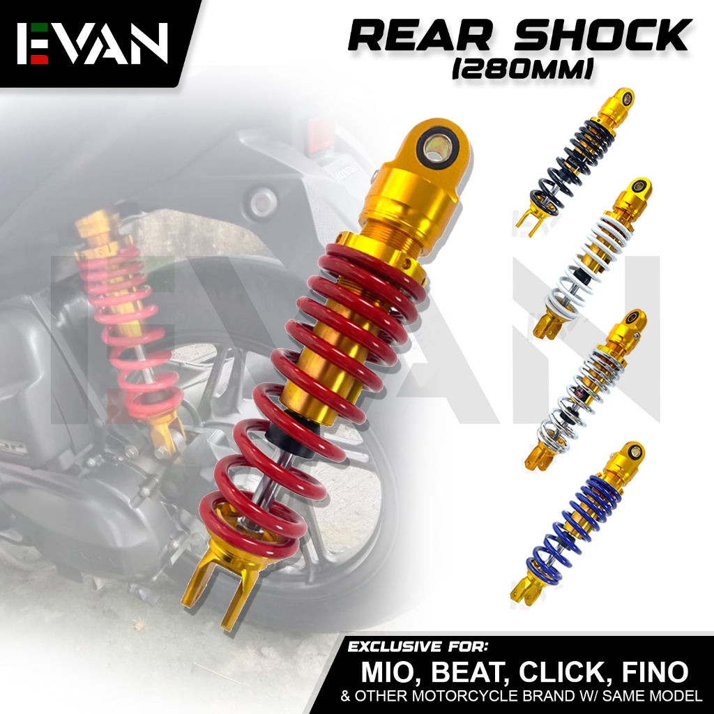 EVAN.PH Gold Alloy Rear Mono Shock 280mm Absorber(Mio Beat Fi Click Skydrive Fino Scoopy) 3574 ...