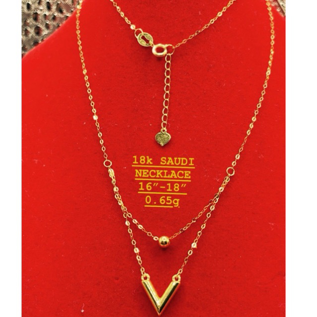 COD PAWNABLE 18k SAUDI GOLD V NECKLACE | Shopee Philippines