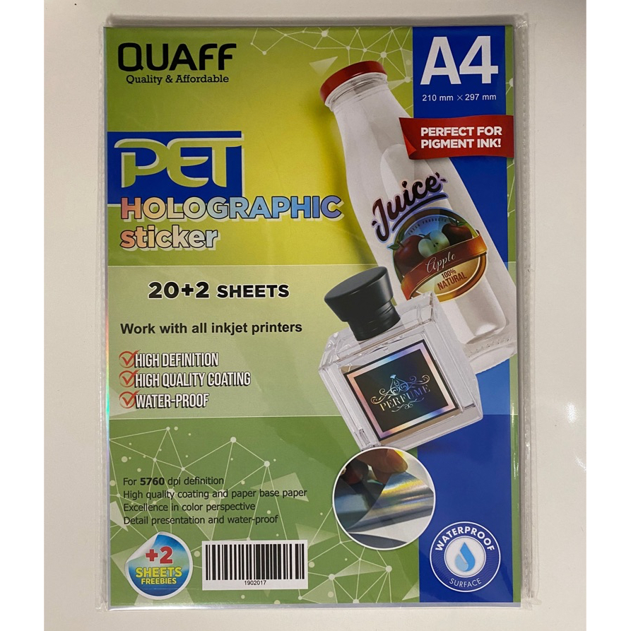 QUAFF PET Waterproof Printable Sticker A4 180gsm (Aluminum / Gold ...