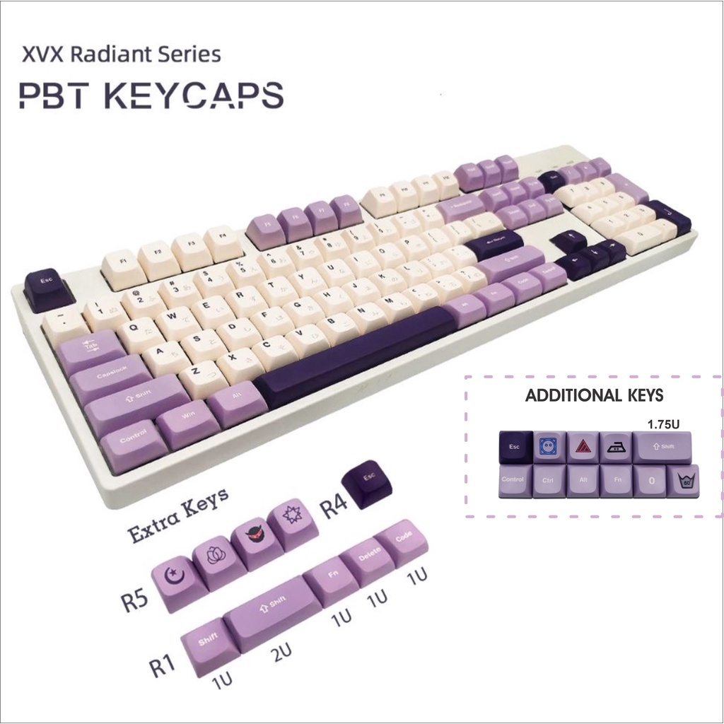 MD x Womier | Radiant Series 113 | 120 Keys PBT Keycaps Purple Pink ...