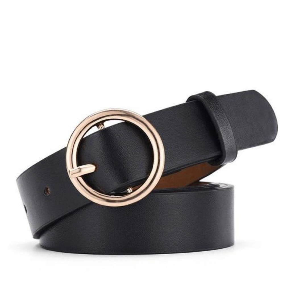 Women Vintage Belts Metal Boho Leather Round Buckle Waist Belt | Shopee ...