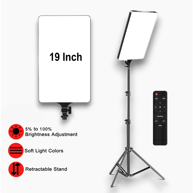 19 Inch LED Video Panel Light Make up Lighting Tripod Stand Dimmable Photography Lamp | Shopee ...