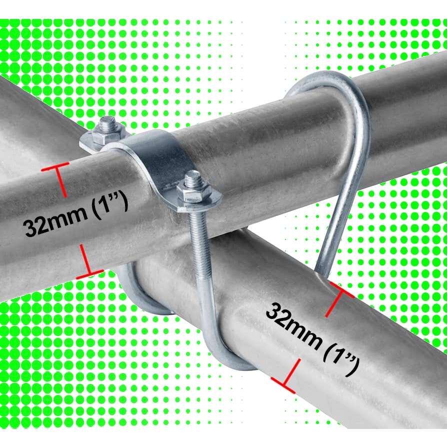 32mm Cross-Connector Pipe Clip Crossover U Shape Clamp for Greenhouse ...