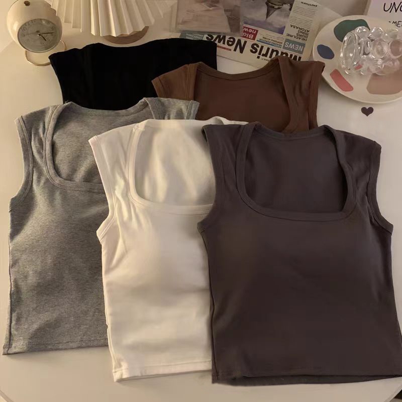 neu3yxuqzw Ladies Cotton Square Neck Sexy Crop Top Sando With Padded ...