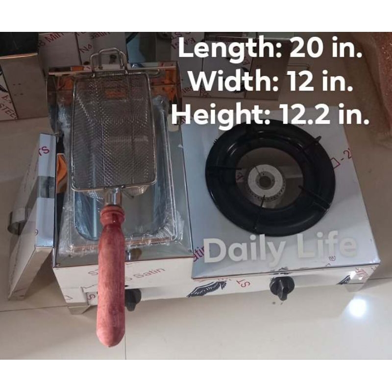 PURE STAINLESS GAS TYPE 2IN1 DEEP FRYER WITH STOVE | Shopee Philippines