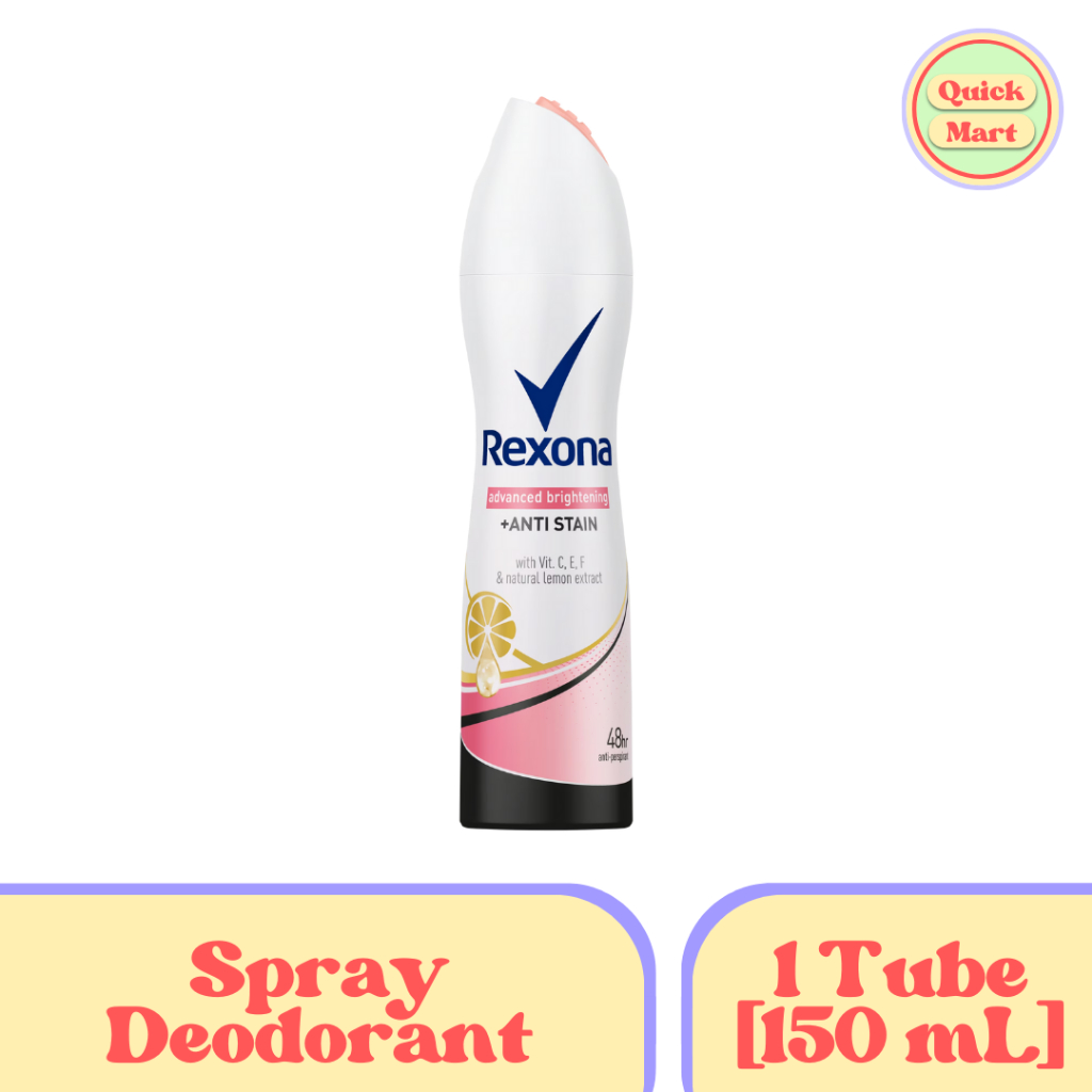 Rexona Advanced Brightening + Anti Stain Spray Deodorant 150mL (1 Tube ...