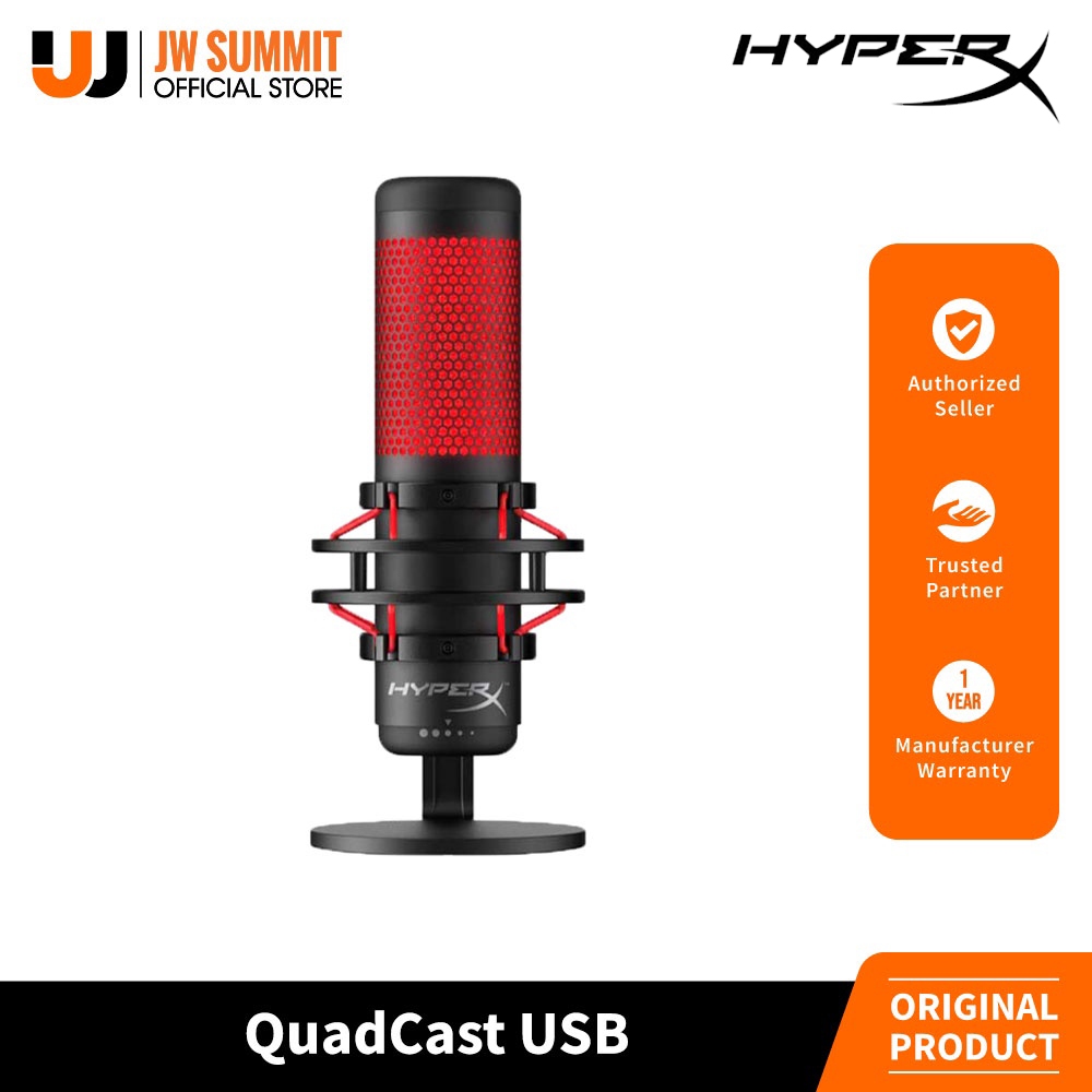 HyperX QuadCast USB Condenser Full-featured Standalone Gaming ...