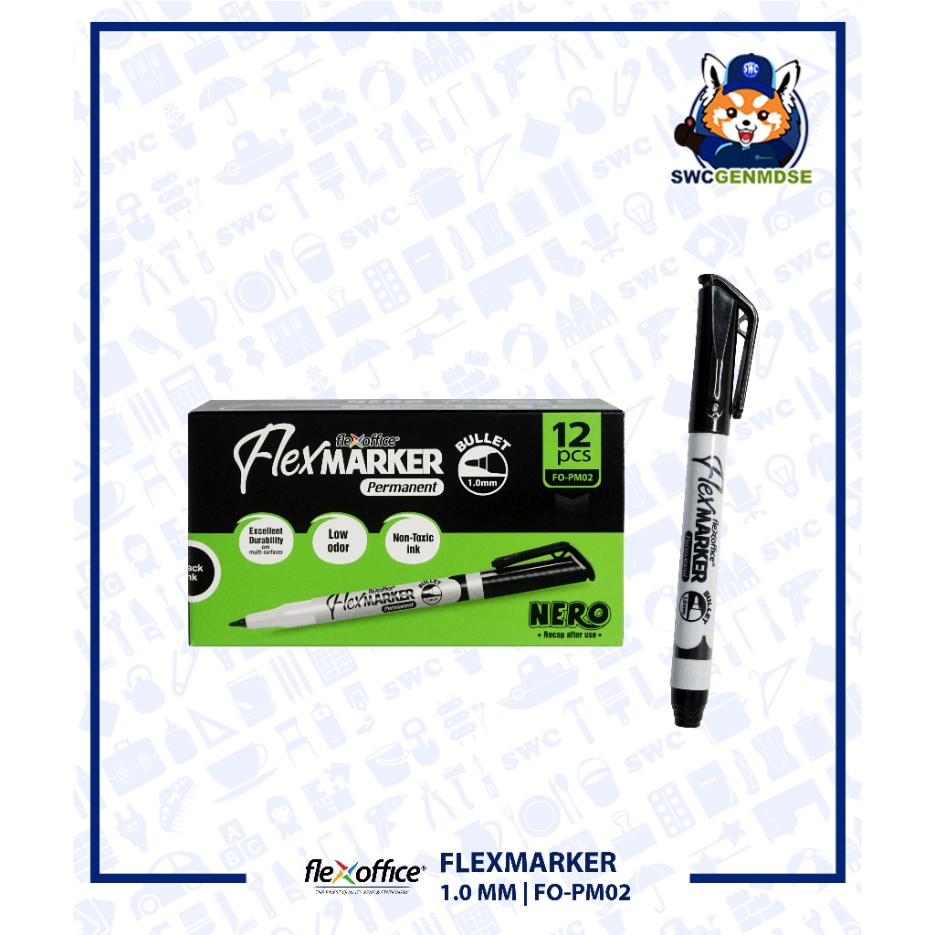 FlexOffice Permanent Marker 1.0mm Tip | Nero FlexMarker | FO-PM02 ...