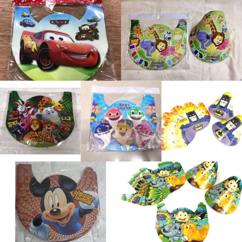 10pcs Character Party Hats Safari Adventure Animals Jungle Cars McQueen ...