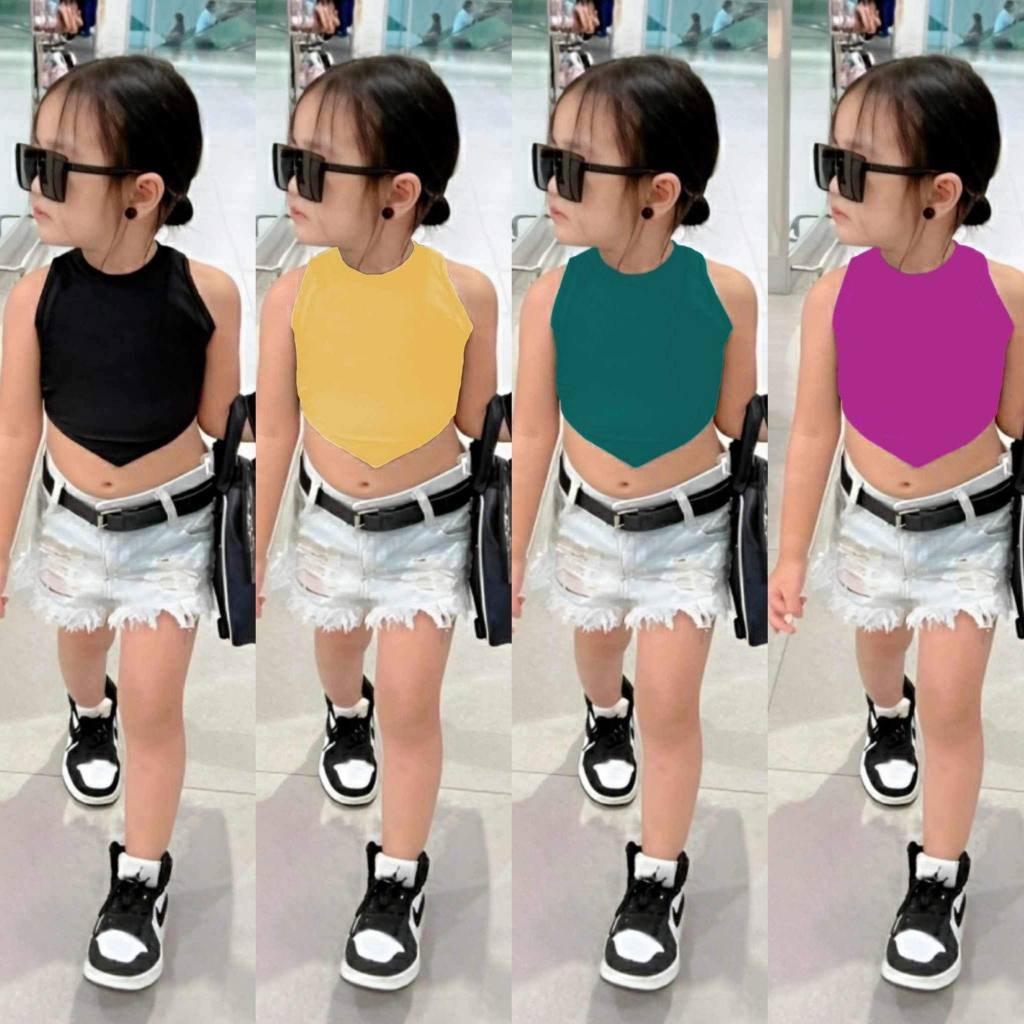Sky Kids Triangle Top Only in Plain Cotton Spandex Fabric for Kids size ...
