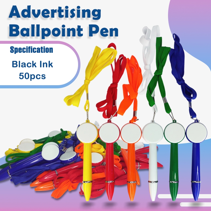 50pcs Hung Rope Advertising Ballpoint Ball Pen Black Ink Pen | Shopee ...