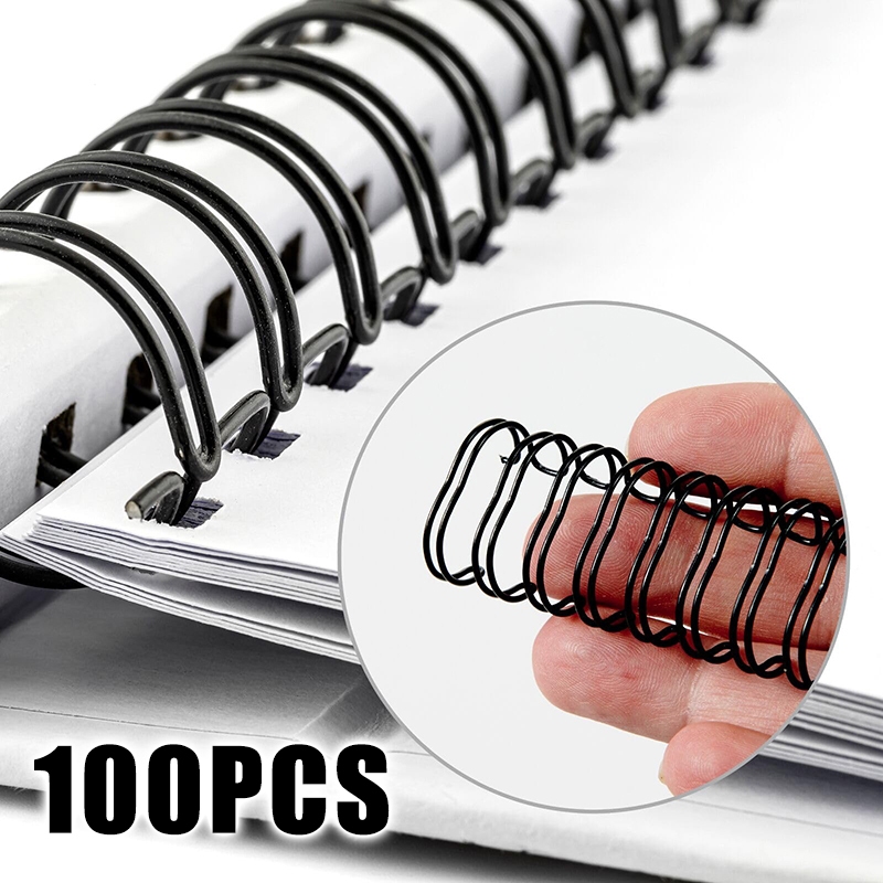 100pcs Double Loop Wire Binding Rings A4 Size 34-Holes 7.9mm Black ...