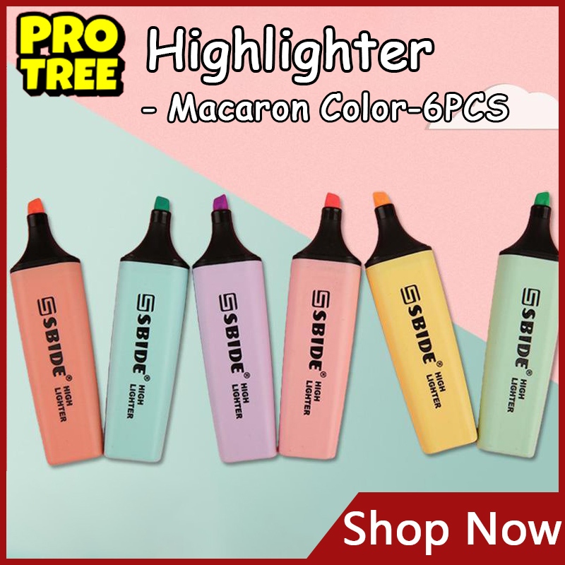 6PCS Highlighter Pen Macaron Color Students Mark Small Fresh Marker Pen ...