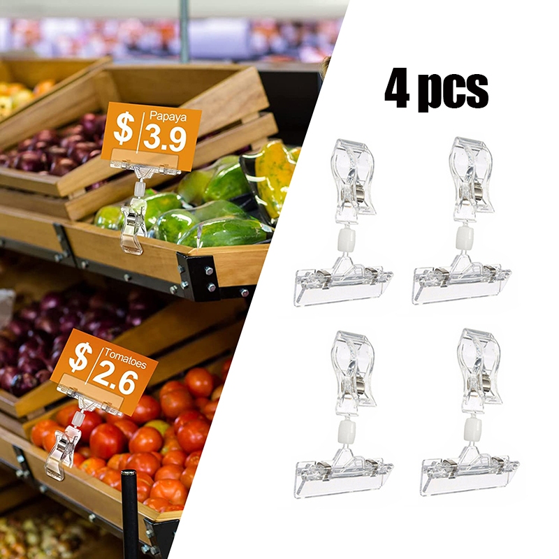 4PCS Plastic Shelf Clamp Merchandise Sign Price Label Tag Advertising ...