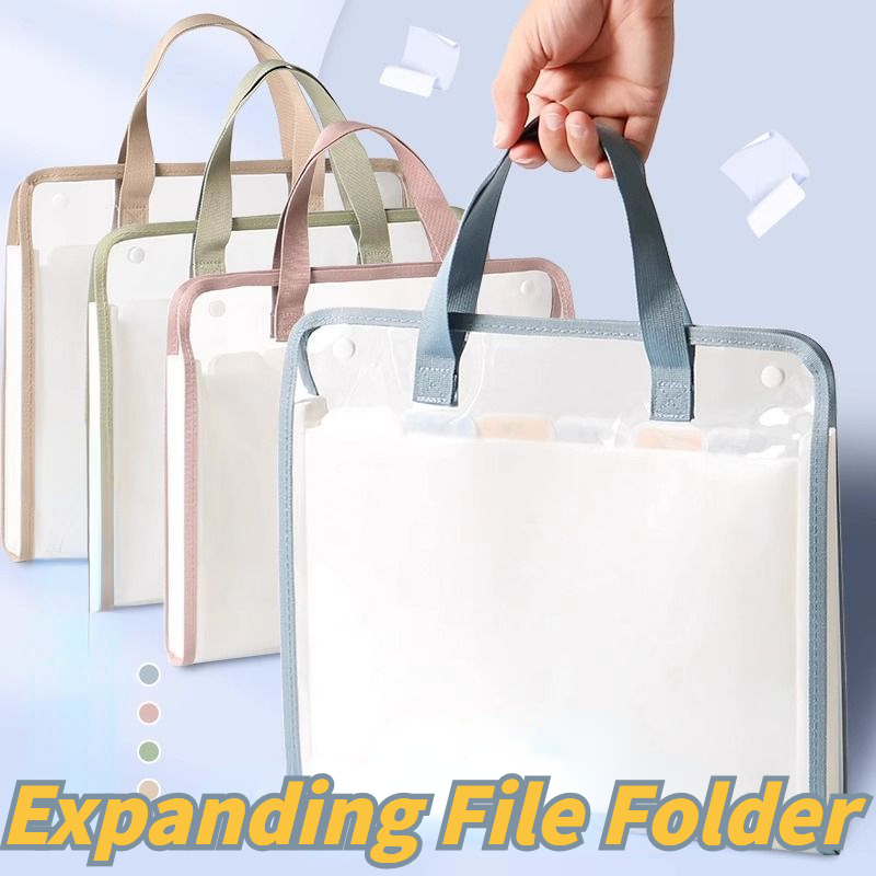 A4 Portable Expanding File Folder Transparent PVC Document Organizer ...
