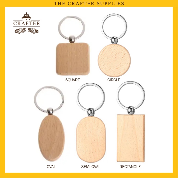 The Crafter | Blank Wooden Key Chain Diy Wood Keychain Rectangle Wood ...