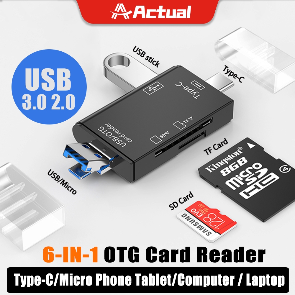 Actual 6 In 1 OTG Card Reader USB 3.0 Micro Type C To Micro SD TF ...