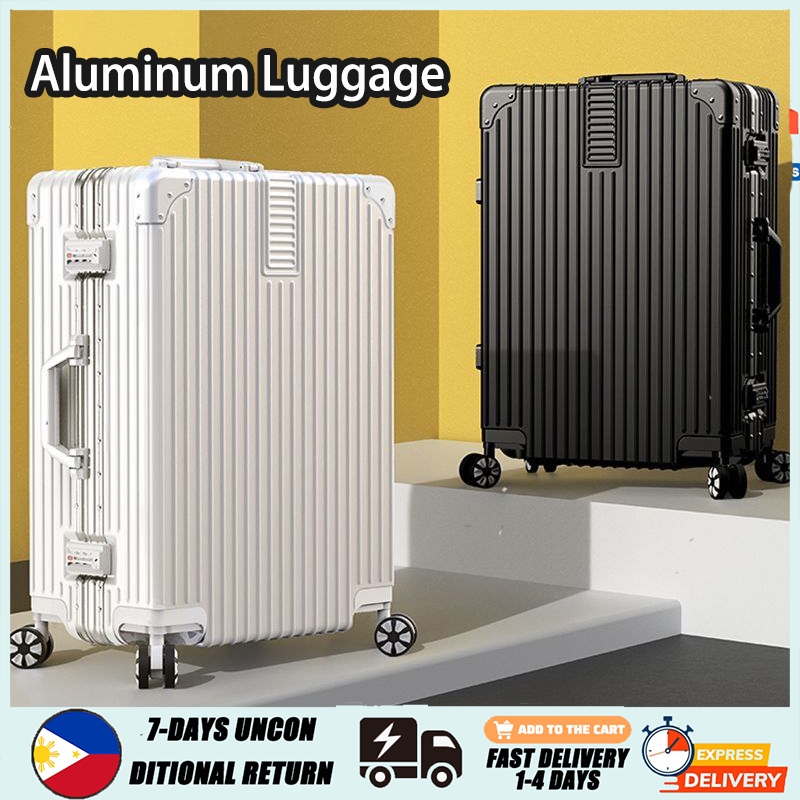 20/24" Aluminum Luggage Scratch-resistant Suitcase Anti-theft Zipper ...
