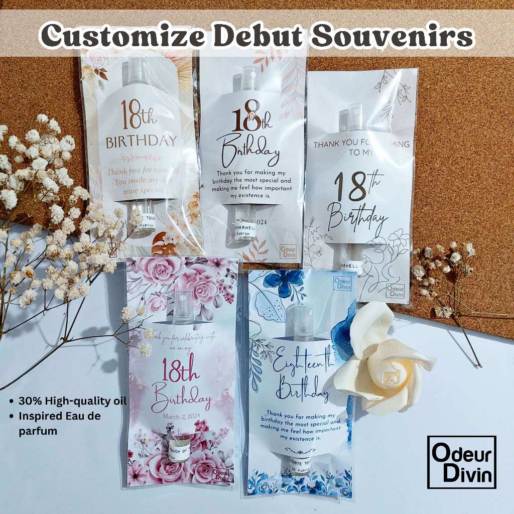 BIRTHDAY SOUVENIR GIVEAWAY DEBUT 50TH 60TH 10ml perfumes | Shopee Philippines