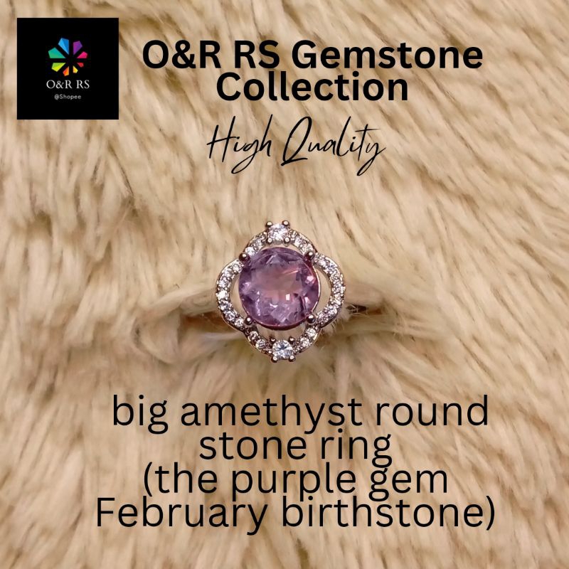 O&R RS big amethyst round stone ring | Shopee Philippines